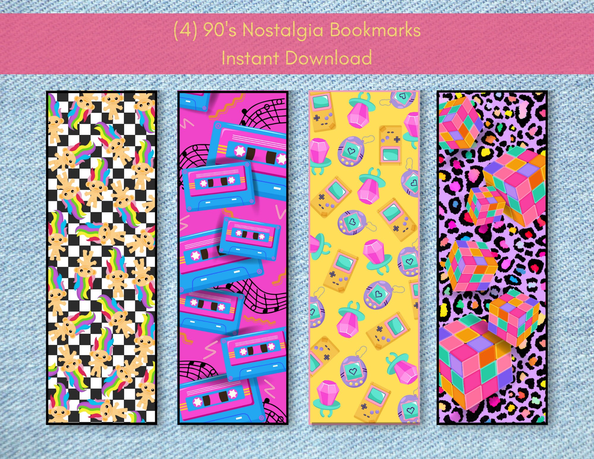 90s Themed Nostalgia Bookmarks | Retro Design Bookmarks Instant ...