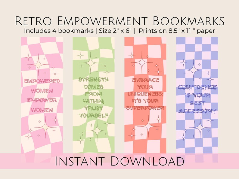 Retro Empowerment Bookmarks | Printable Digital Download 90s 2000s ...