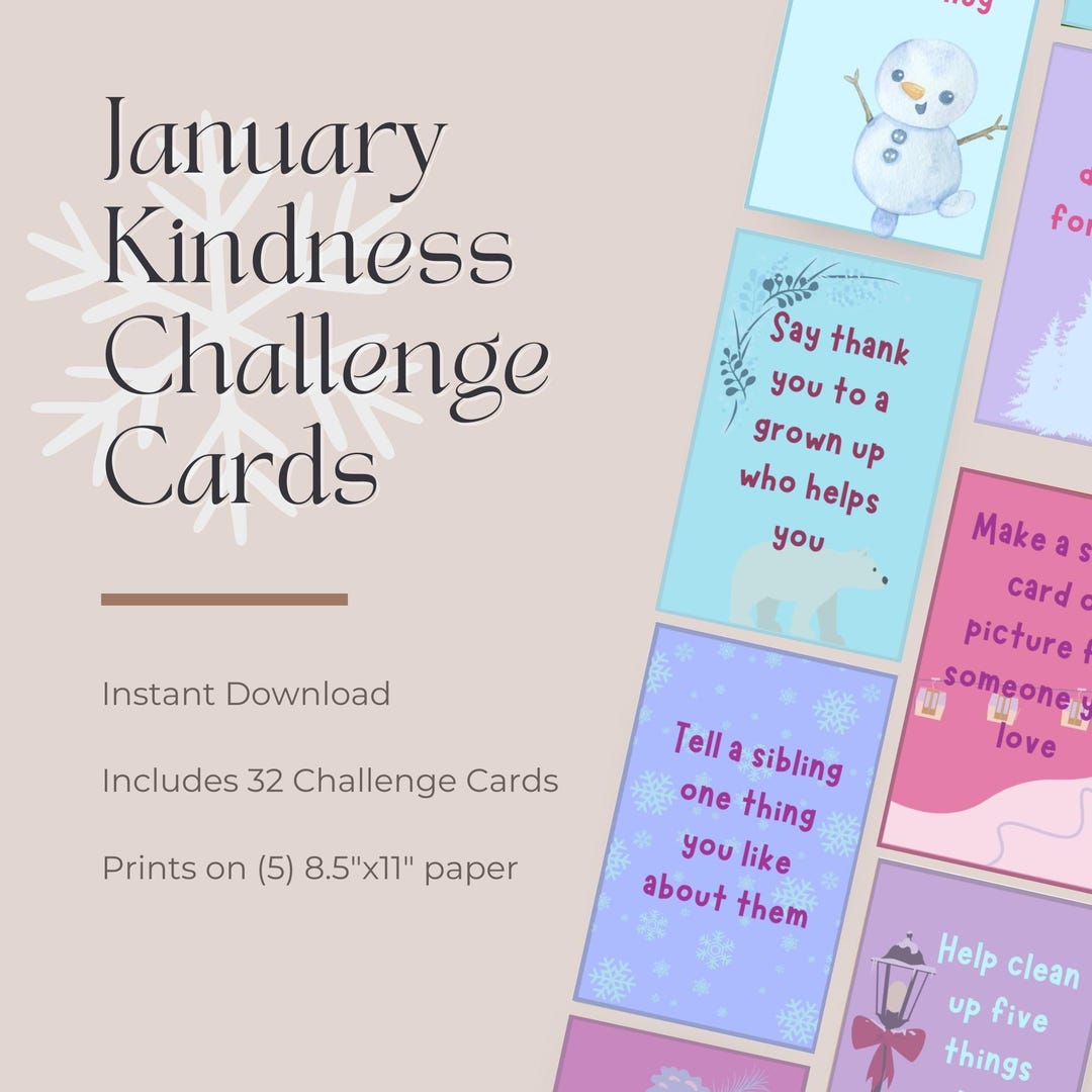 January Kindness Cards for Kids | Printable Daily Acts of Kindness ...