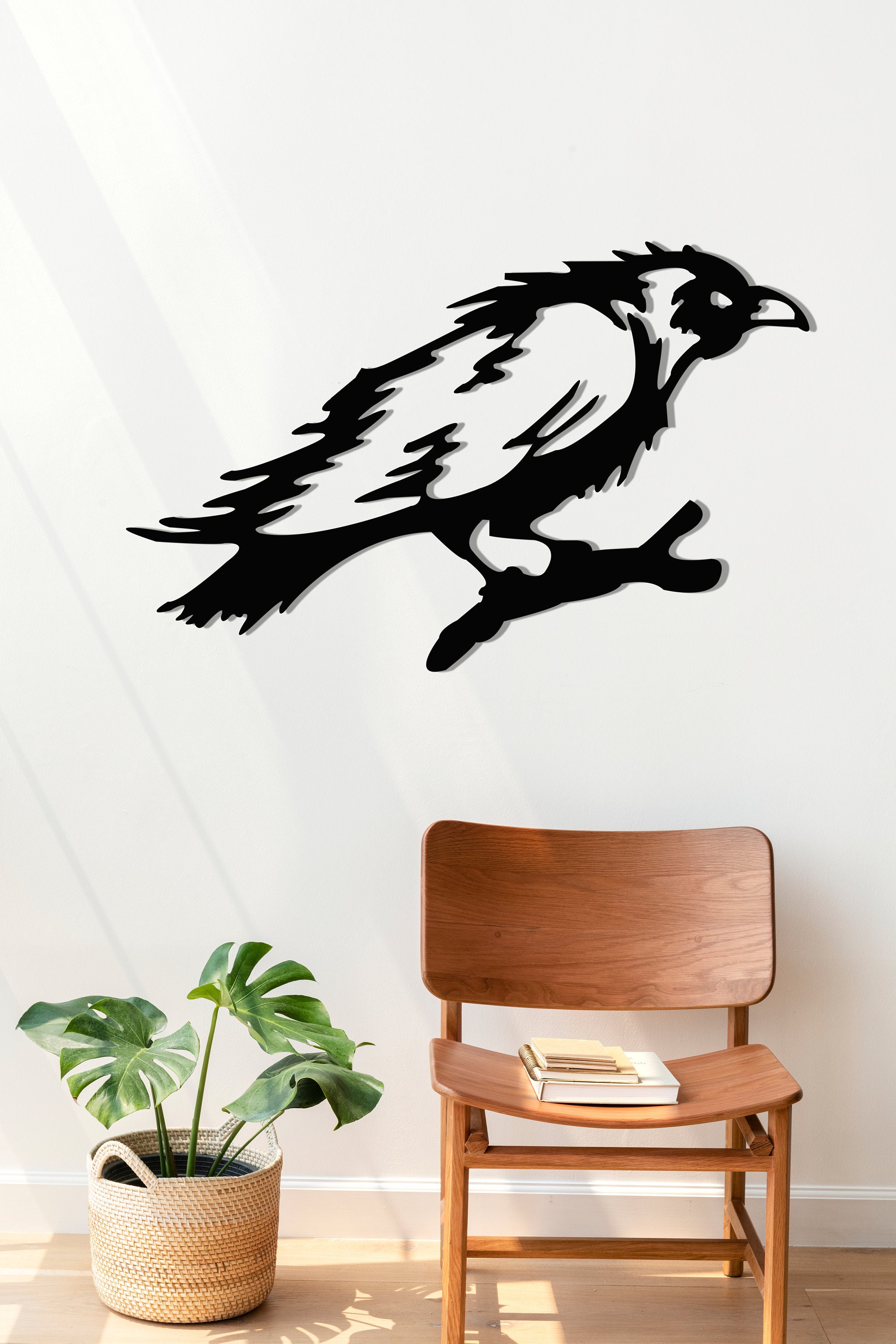 Raven Metal Wall Art, Crow Wall Decor, Metal Raven Wall Hanging, Bird ...