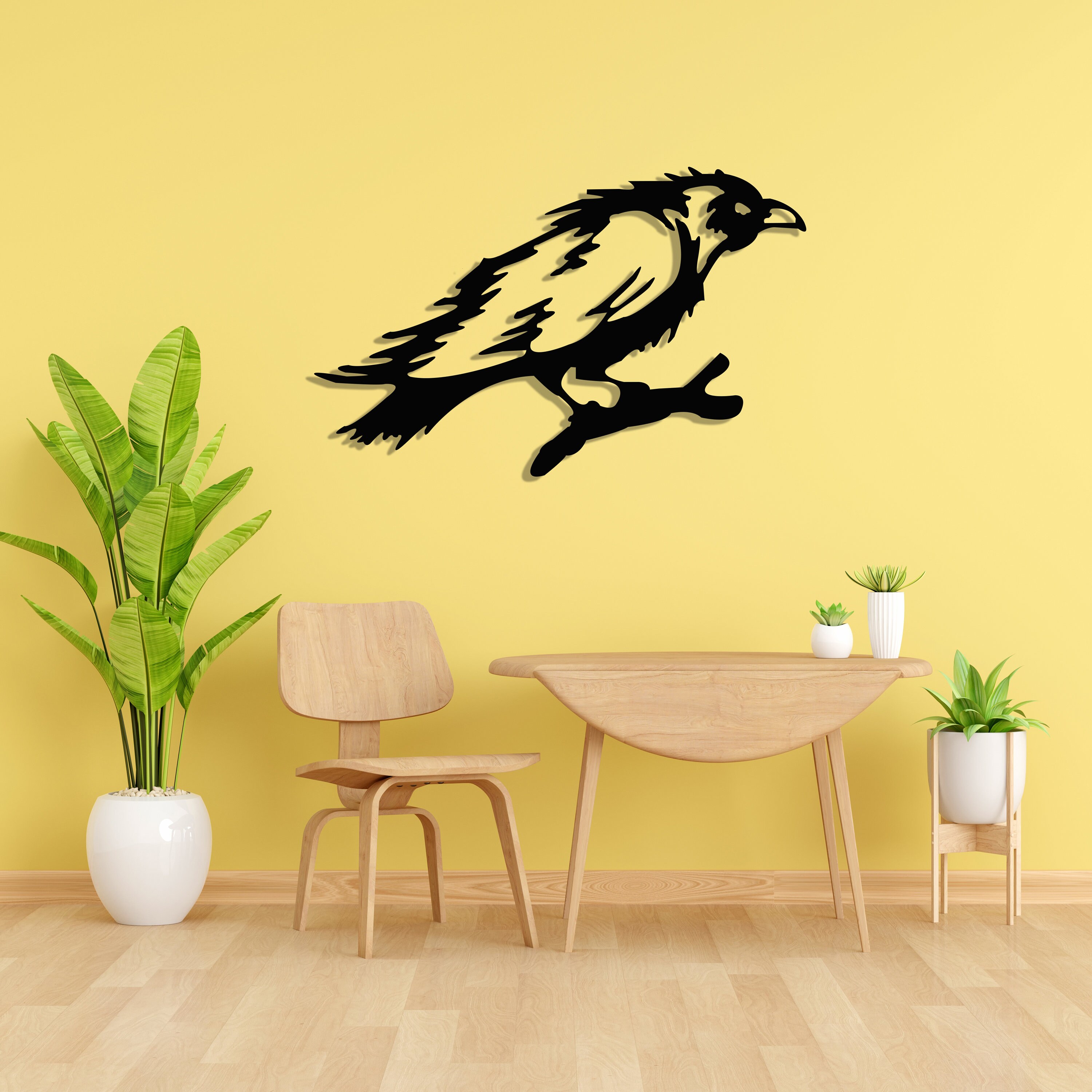 Raven Metal Wall Art, Crow Wall Decor, Metal Raven Wall Hanging, Bird ...
