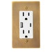 Aged Brass Wall Outlet Cover With 15A Receptacle, USB-C & GFCI ...