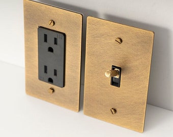 Toggle Switch & Dimmer Aged Brass Dual Control Wall Plate Elegant ...