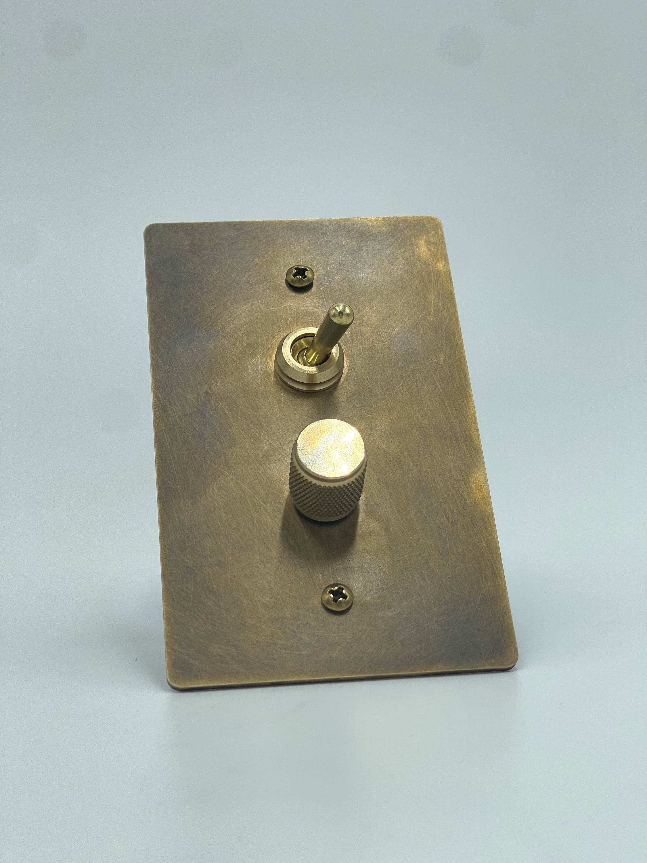 Toggle & Dimmer Light Switch Vintage Brass Finish 1 Gang Plate - Etsy