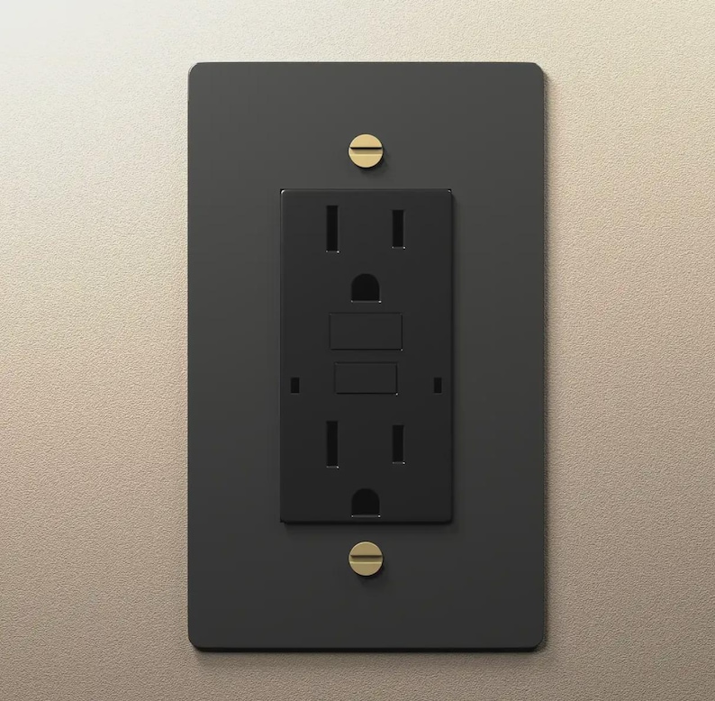 Toggle Light Switch, Dimmer & Outlet - Black Brass Cover Wall Plate ...