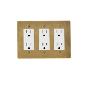 Aged Brass Wall Outlet Cover With 15A Receptacle, USB-C & GFCI ...