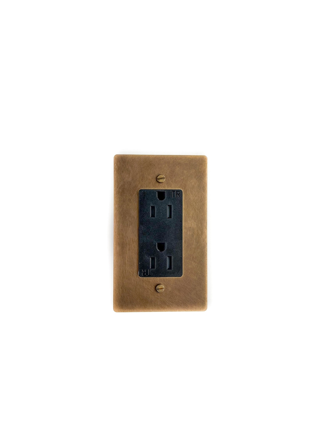 Aged Brass Outlet Cover - Elegant Wall Plate With 15A Receptacle. USB ...