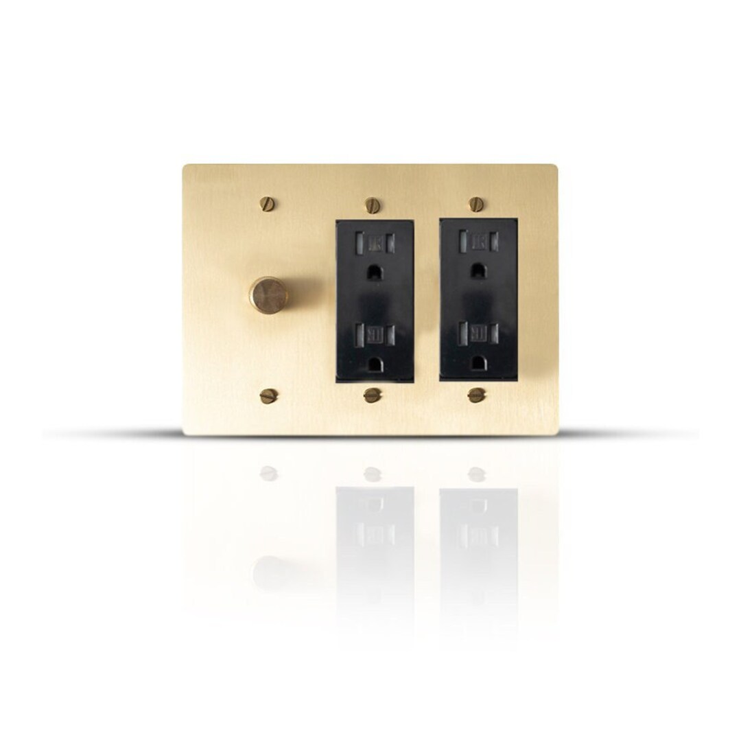 Dimmer & Outlet Combo Golden Brass Wall Plate Perfect Home Accent - Etsy