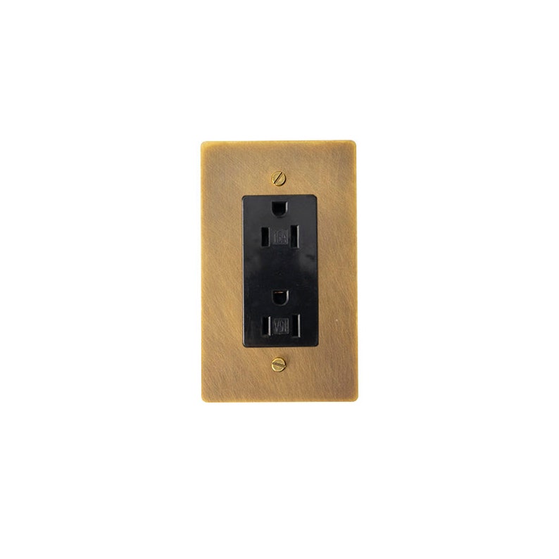 Electrical Outlet, Toggle Light Switch, Dimmer Aged Brass Wall Plate - Etsy