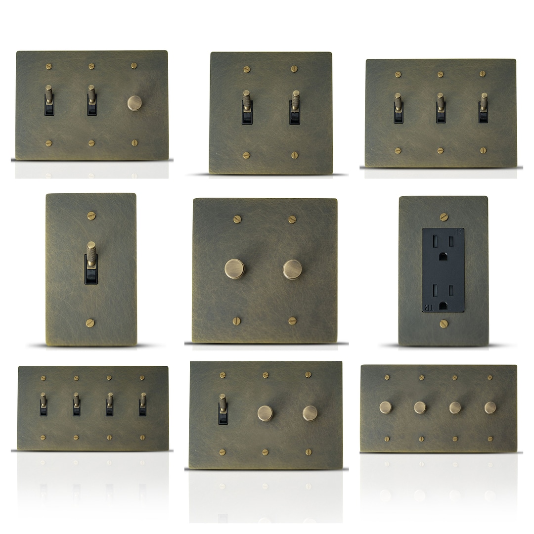 Toggle Light Switch, Dimmer & Outlet. Antique Bronze Brass Cover Wall ...