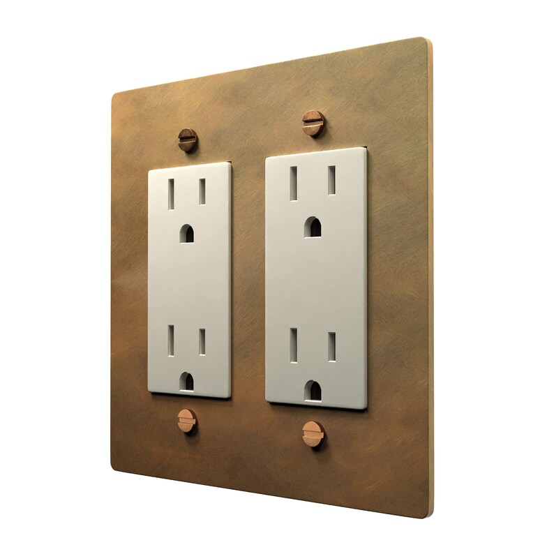 Aged Brass Wall Outlet Cover With 15A Receptacle, USB-C & GFCI ...