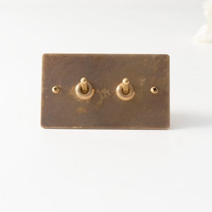 Toggle & Dimmer Light Switch - Vintage Brass Finish 1 Gang Plate - Etsy