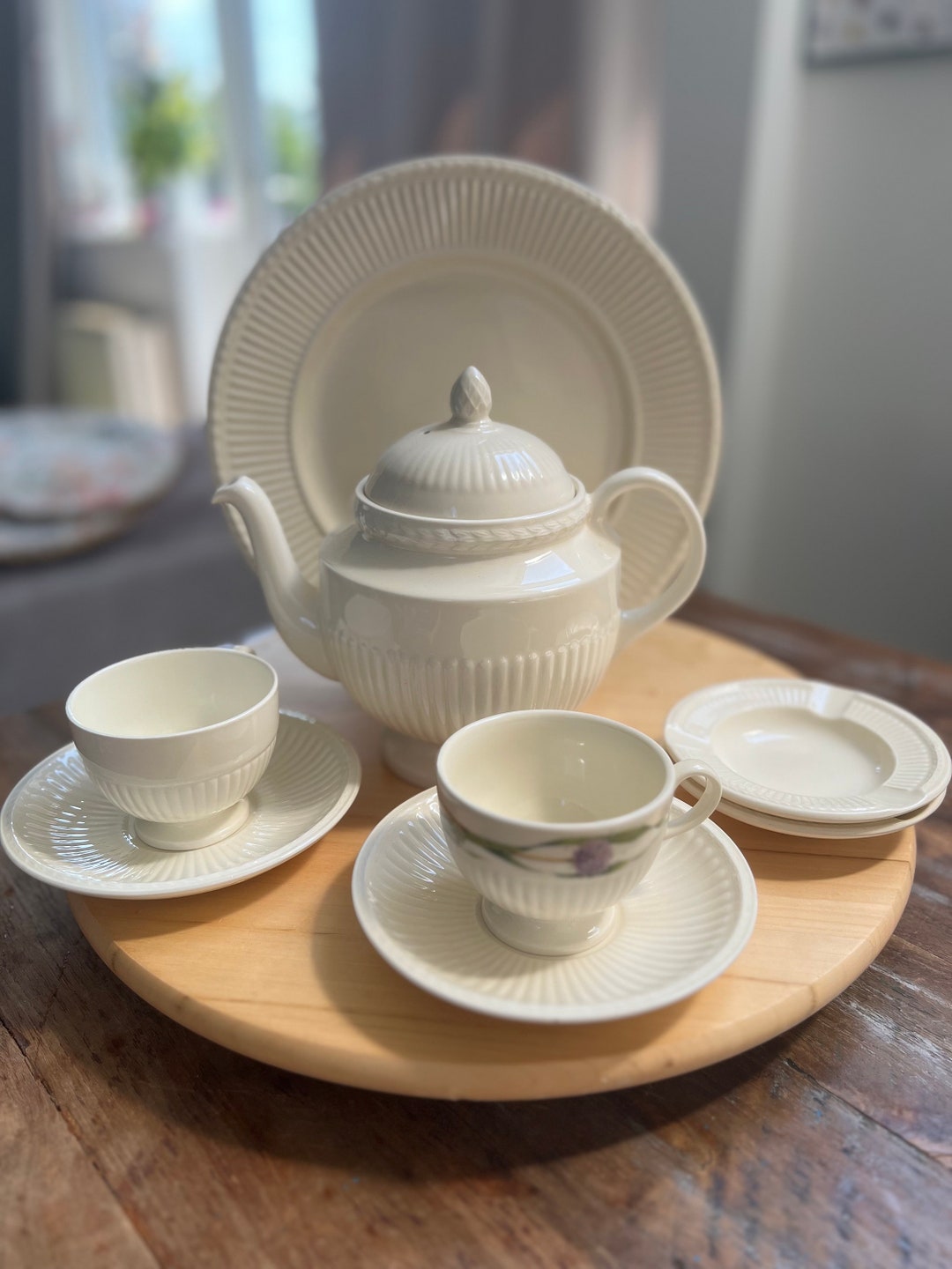 Wedgwood Edme Creamware Service: Vintage England Teapot, Cup, Plate - Etsy