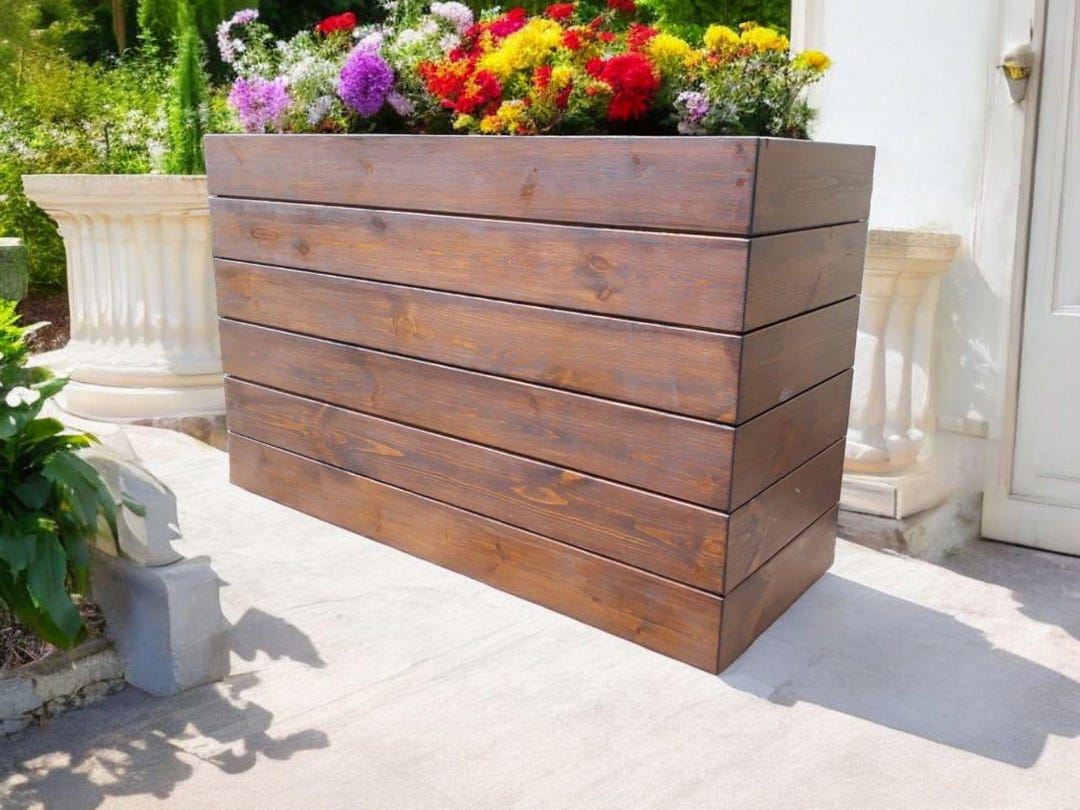 Wooden Plant Box | Natural Wood Flowerpot | Outdoor Planter for Garden ...