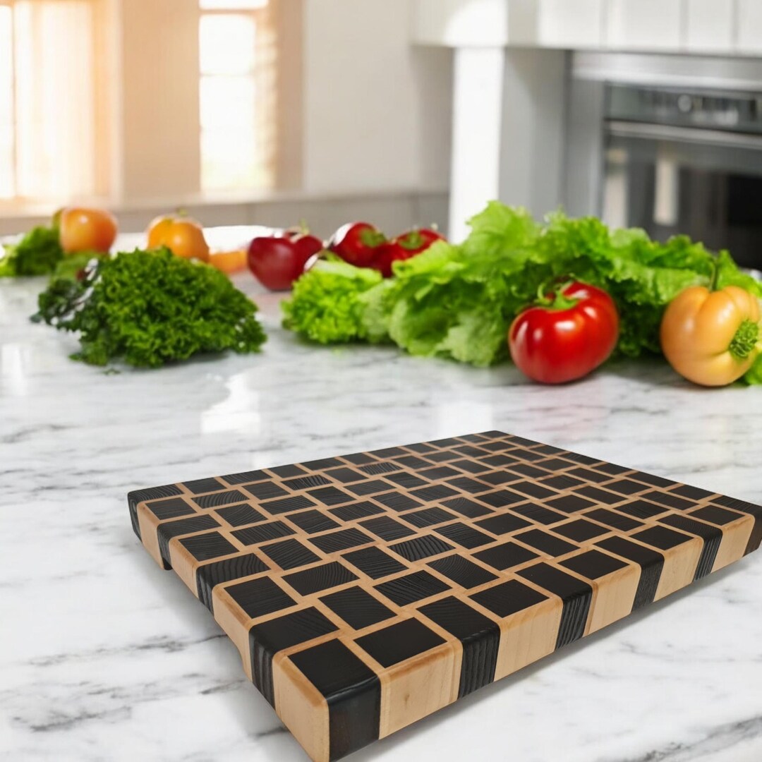 Premium End Grain Cutting Board – Thermo Ash & Natural Ash – Handmade ...