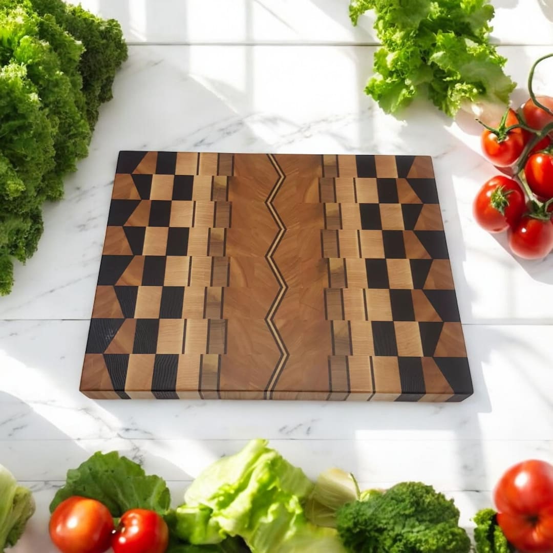 Luxury End Grain Cutting Board - Handmade Wood Chopping Board - Checker ...