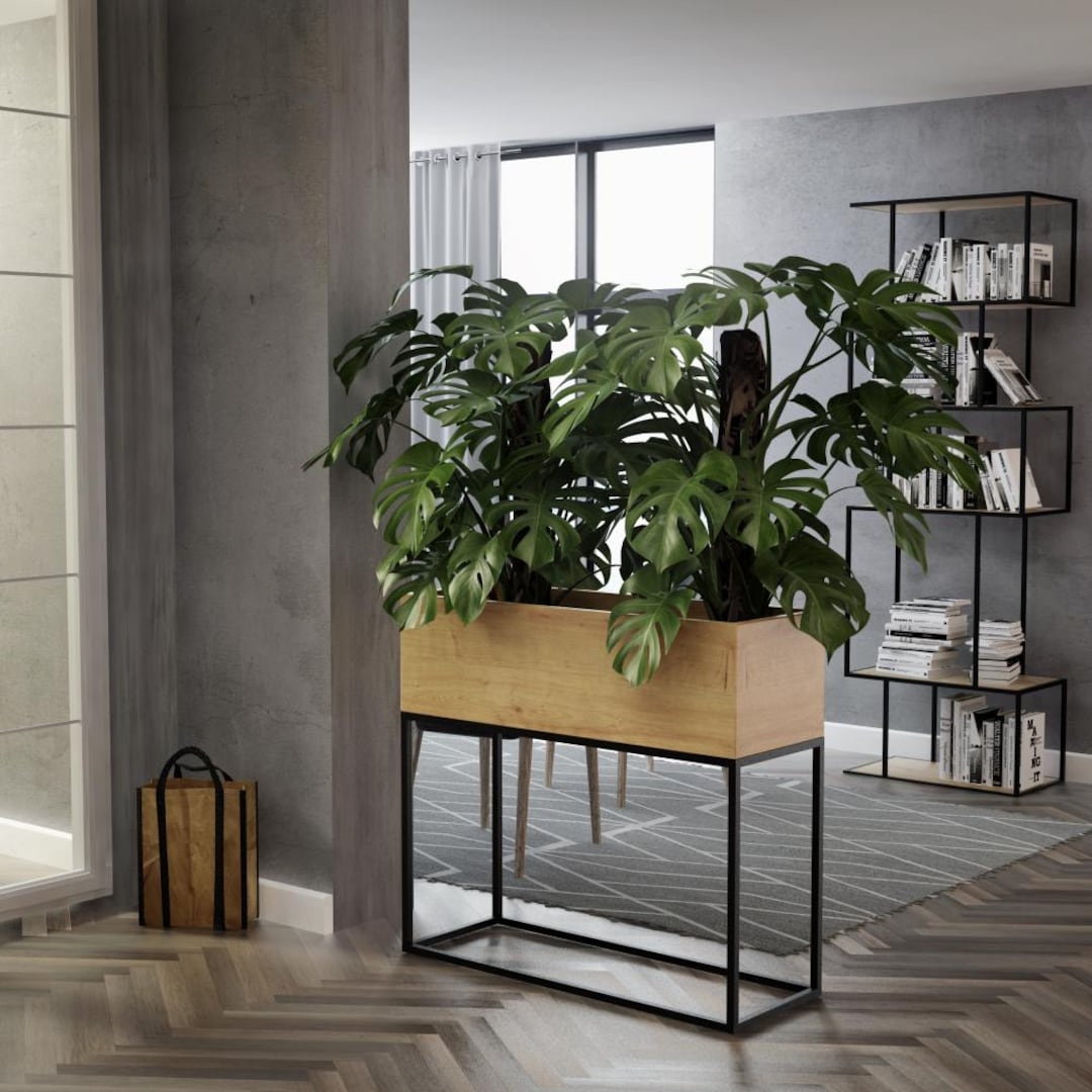 Modern Wooden Plant Box With Metal Legs - Green Oasis for Your Home ...