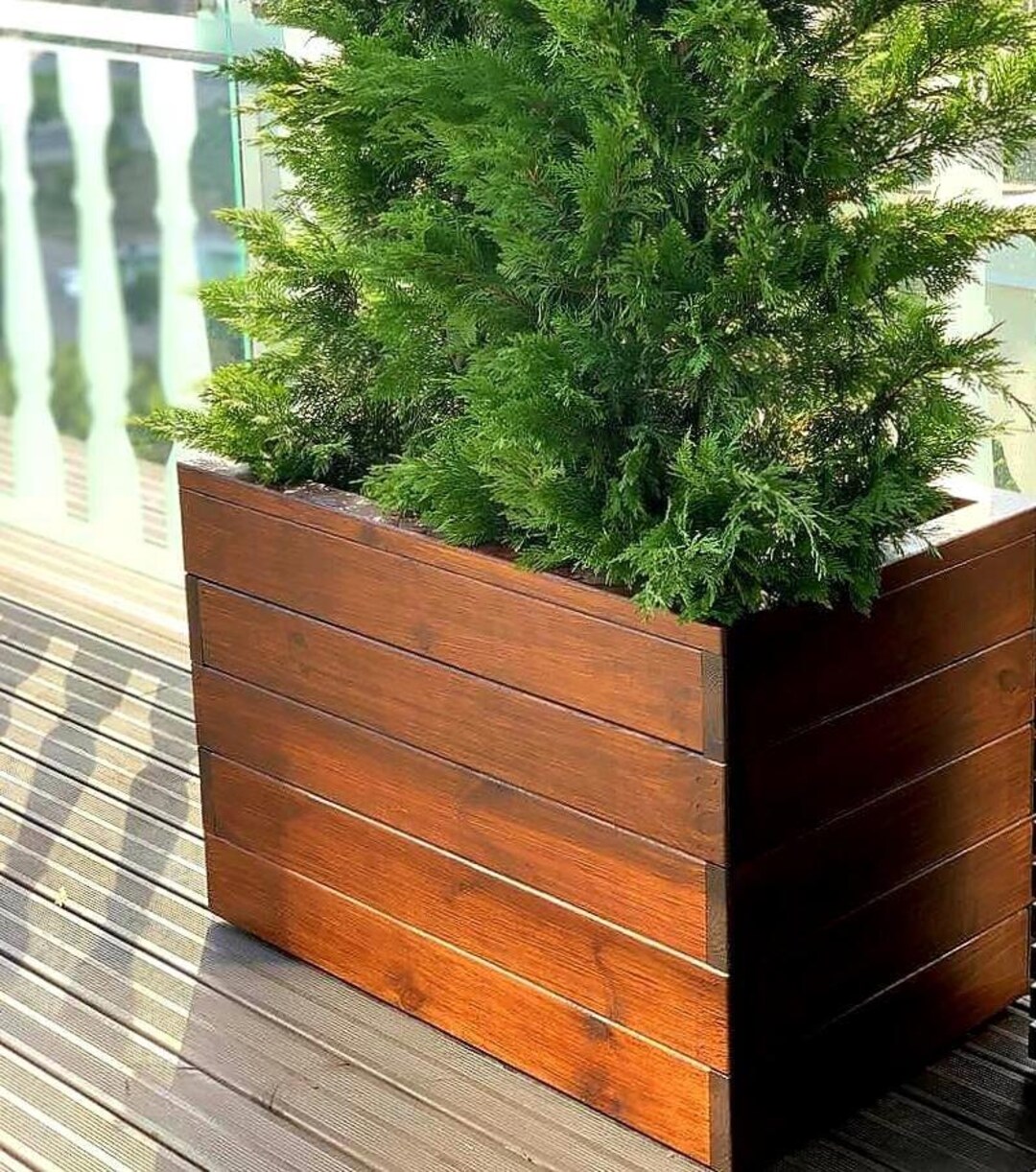 Premium Outdoor Wooden Planter Box | Modern Garden Planter for Trees ...
