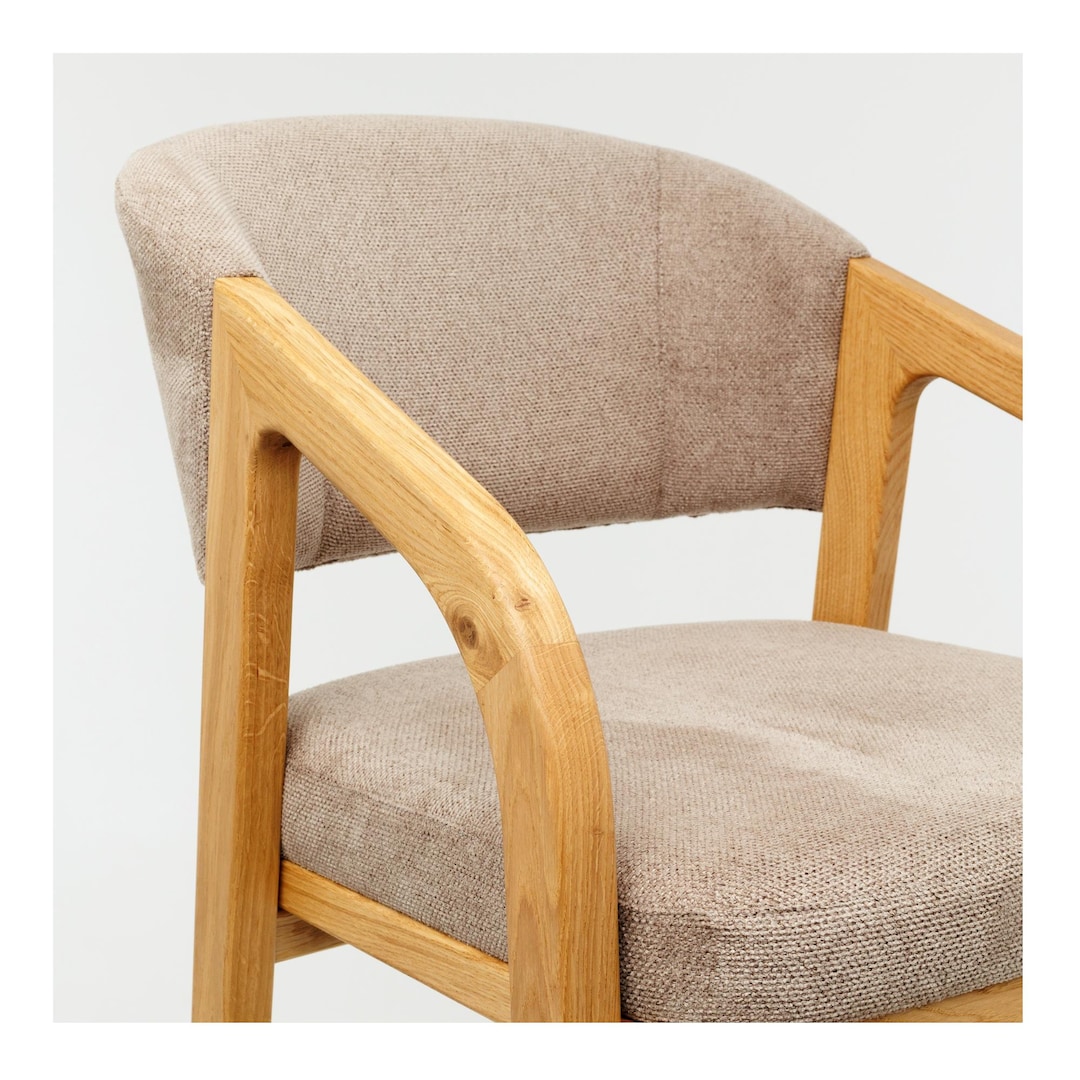 Modern Upholstered Oak Dining Chair, Handmade Oak Dining Chair, Fabric ...