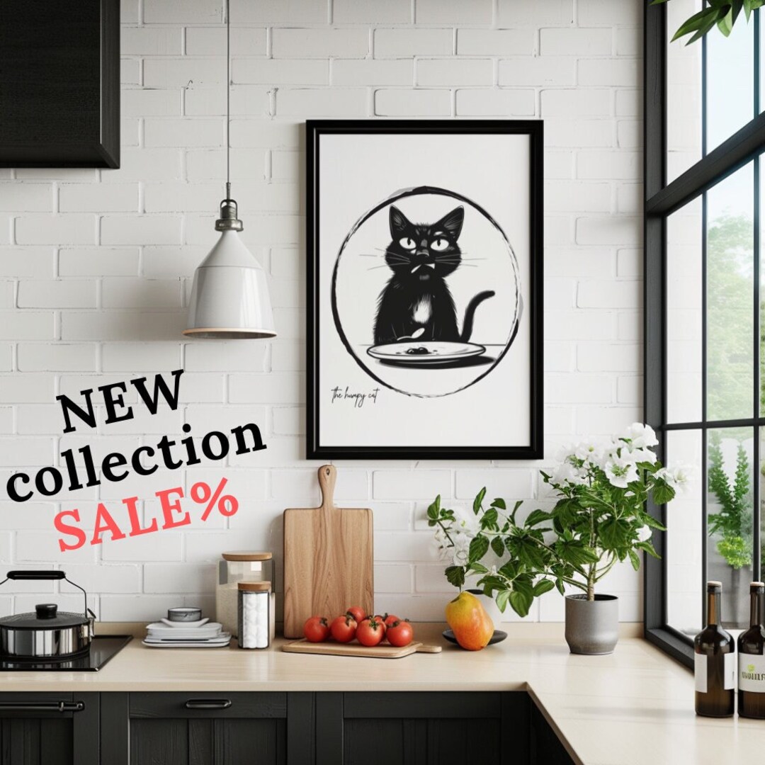 The Humpy Cat Cat Poster, Mural, Gift for Cat Lovers, Funny Cat, Hungry ...