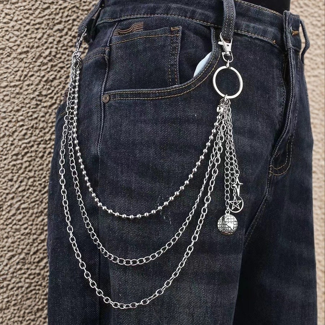 Star Punk Pants Chain, Keychains, Jean Trouser Biker Chains, Harajuku ...