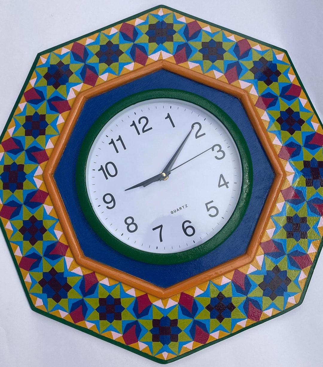 Unique Moroccan Wooden Handcrafted Wall Clock Handmade With Traditional ...