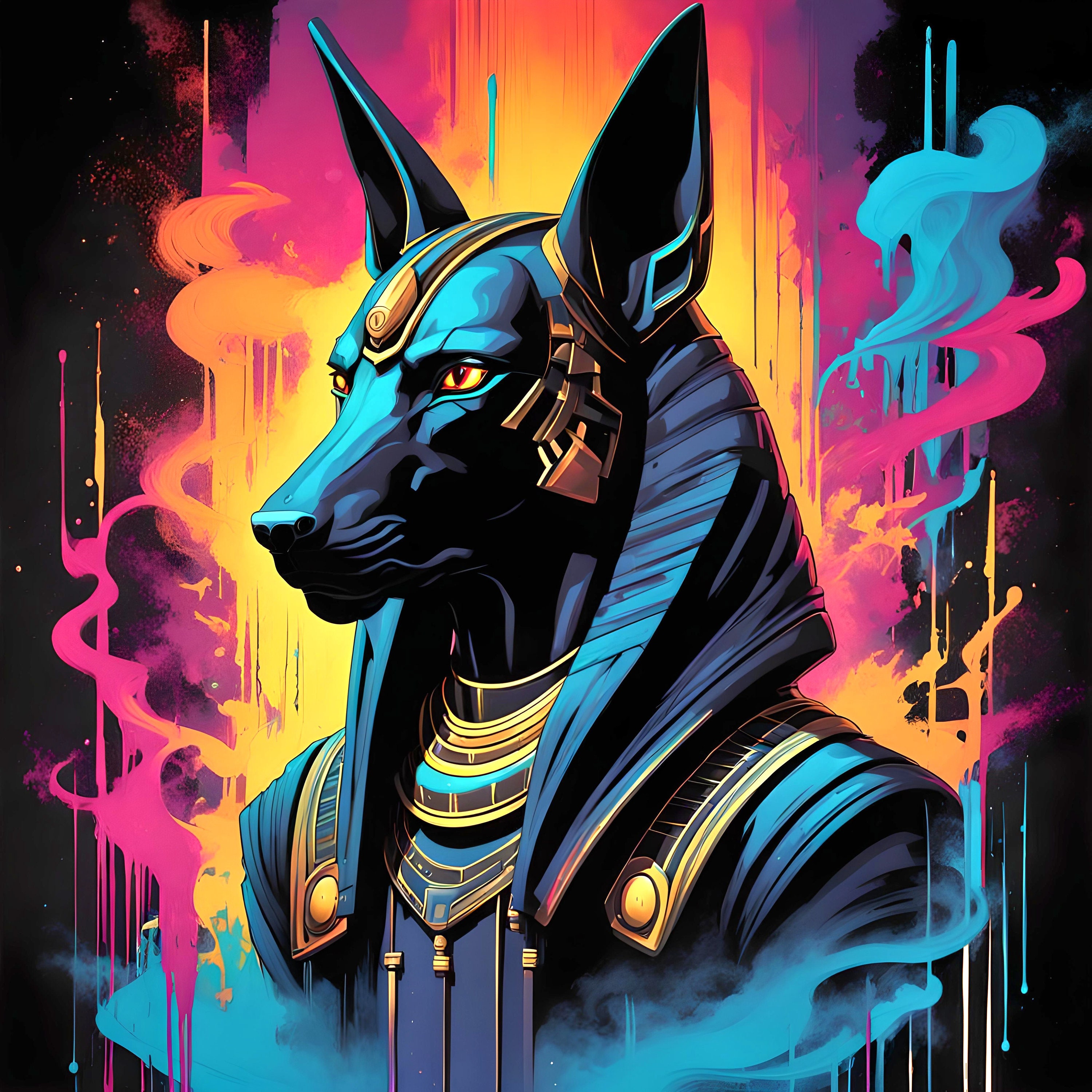 Futuristic Anubis Digital Art Cyberpunk Egyptian God, Instant Download ...