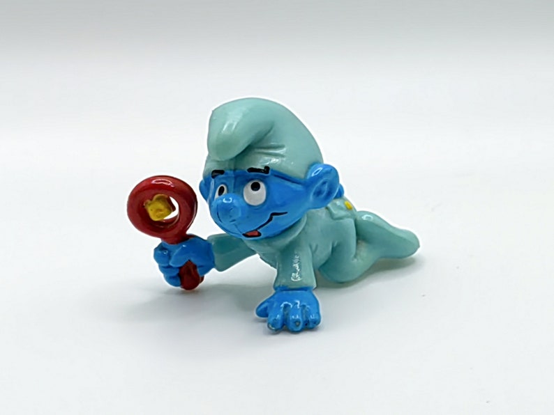 1984 Vintage Schleich Peyo Smurf: Baby Smurf in Blue Pajamas With ...