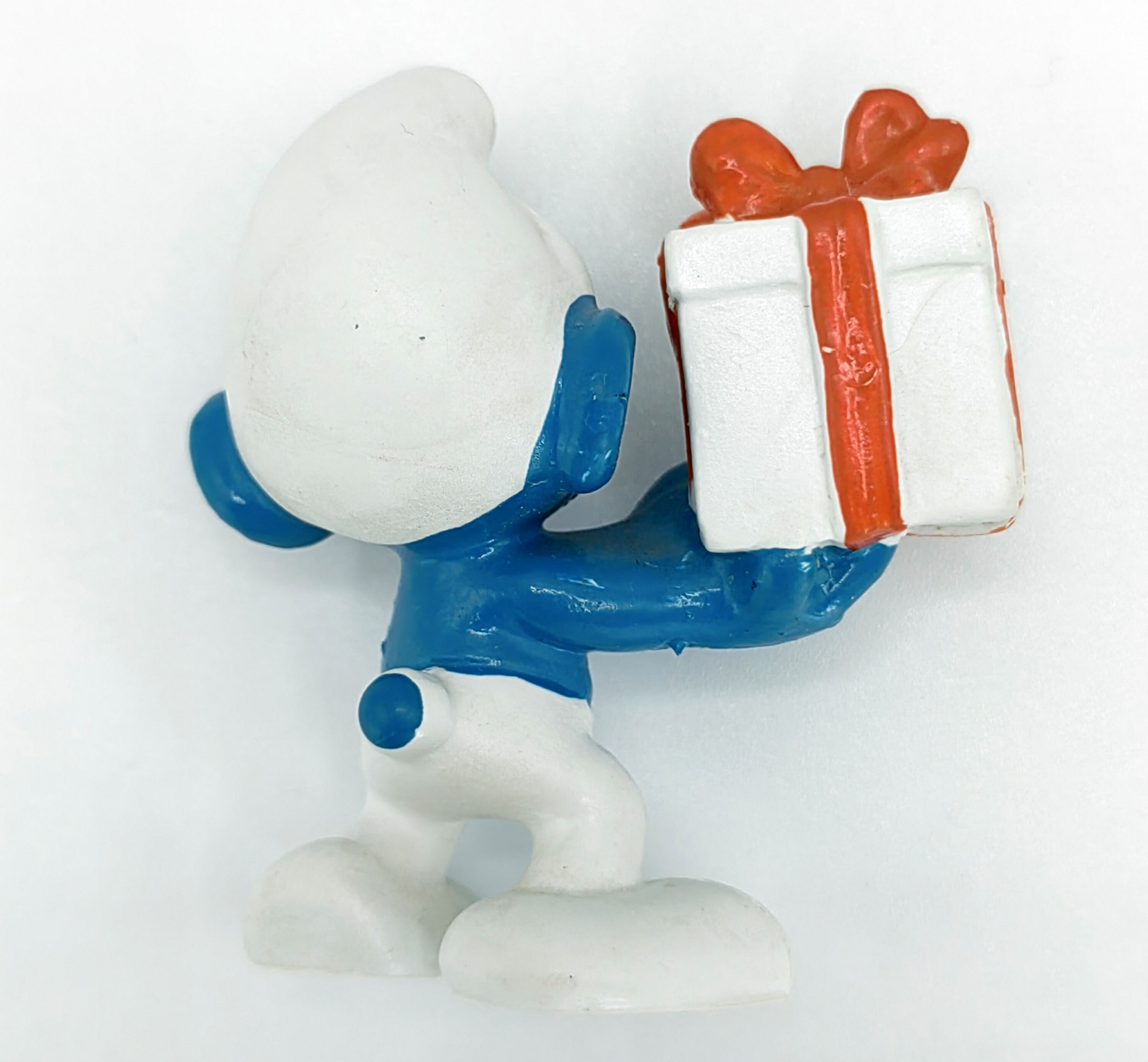 Vintage Schleich Peyo Smurfs Present Smurf Jokey Surprise Gift PVC ...