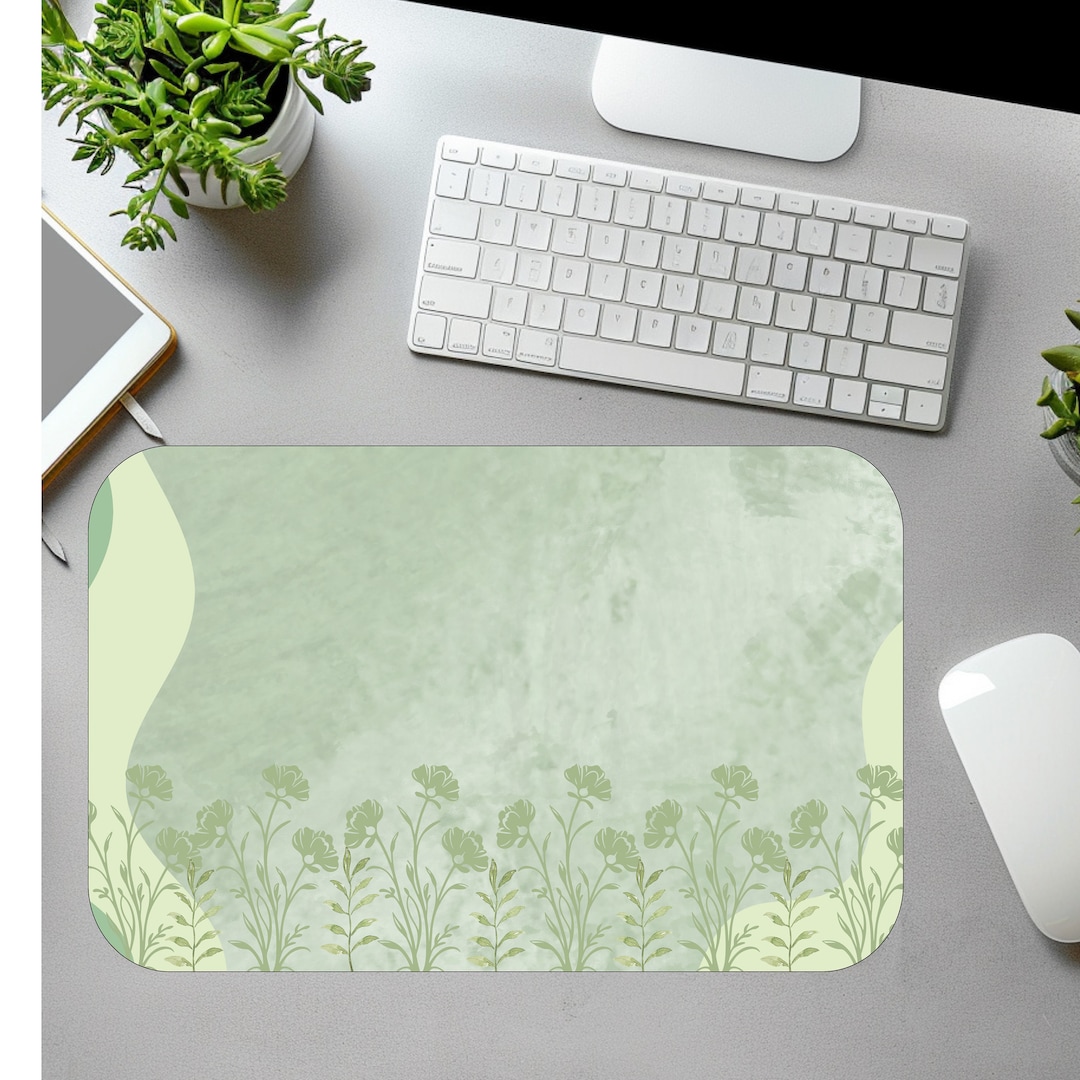 Sage Green Desk Mat, Cottagecore Deskmat Vtuber, XXL Mouse Pad, Plant ...