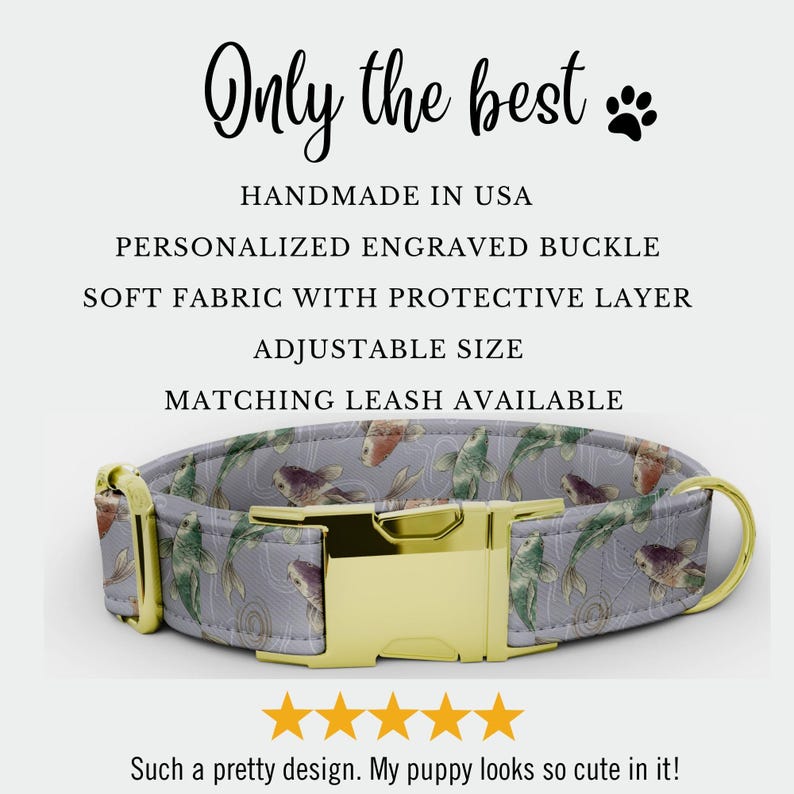 Personalized Koi Fish Puppy Collar and Leash Set Engraved Collar Dog ...