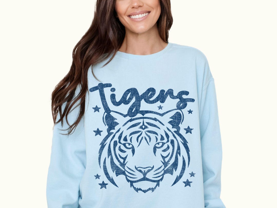 Blue Tigers Game Day Sweatshirt Light Blue Comfort Colors Tigers ...
