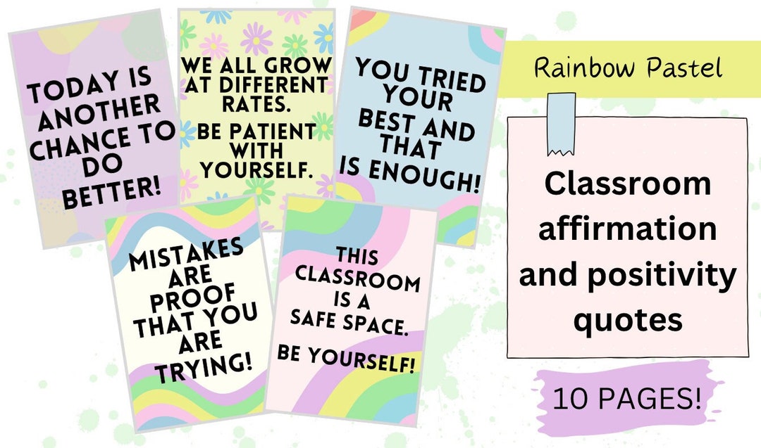 Pastel Rainbow Affirmations: 10-pack Positive Posters for Empowering ...