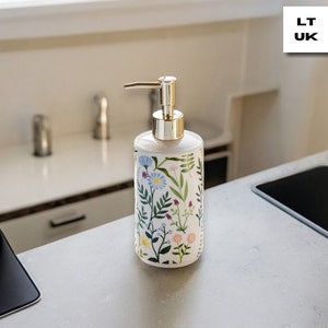 Cute Flower Soap Dispenser, Nature Painting Hand Pump Bottle, Kitchen ...