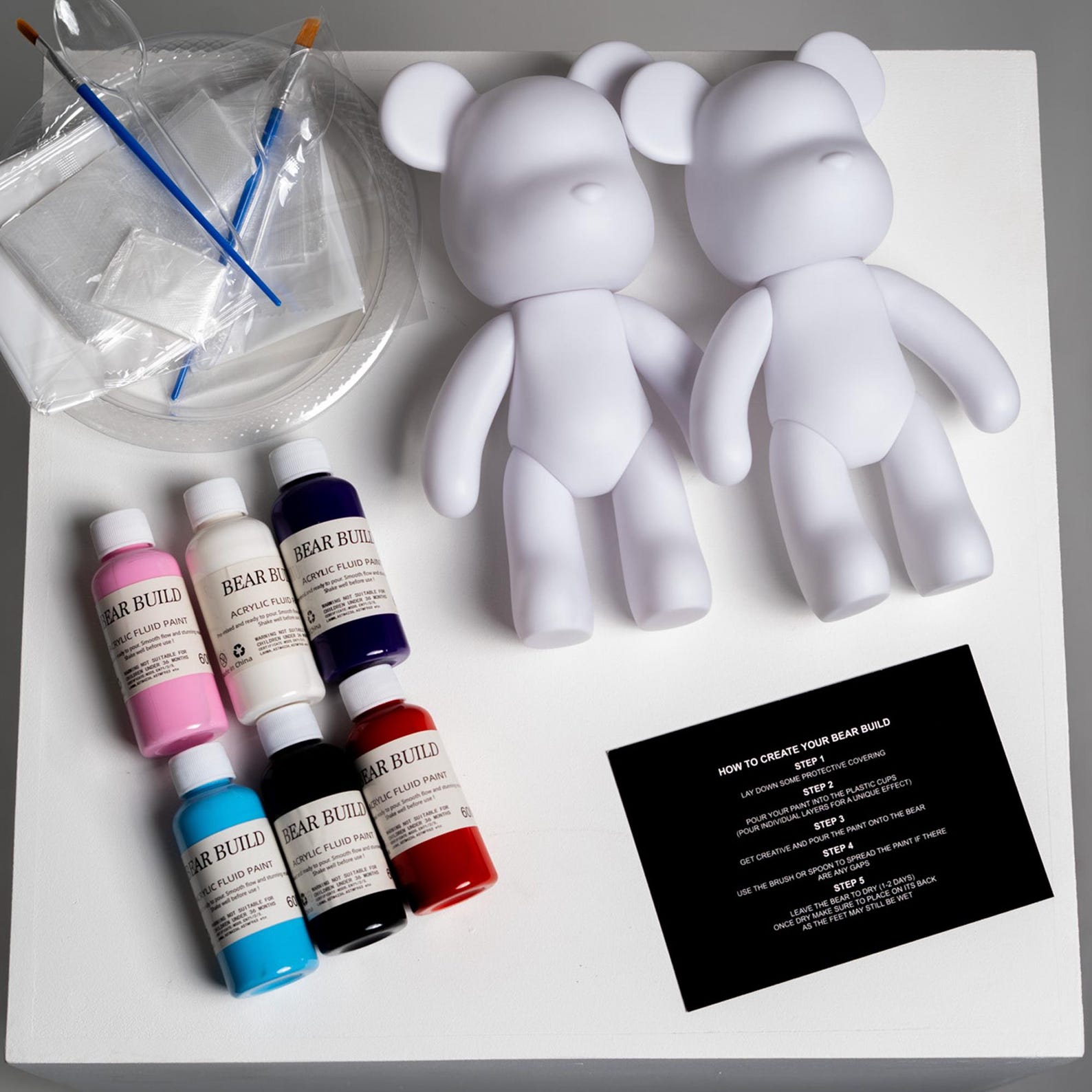 Twin Set Bearbuild Fluid Bear Art Creator Kit | Painting Kit | Gift Set ...