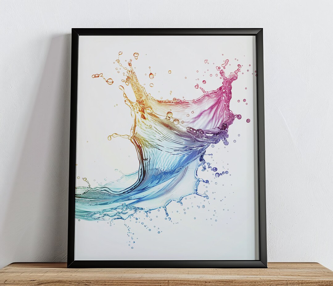 Water Splash Wall Art Modern Home Decor Colorful Color Gradient ...