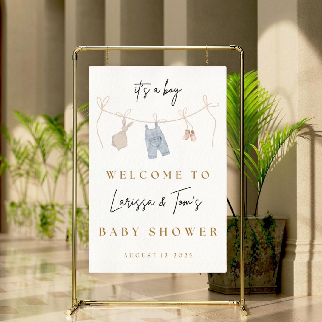 Baby Shower Sign Custom, Baby Shower Party, Boy Baby Shower Welcome ...
