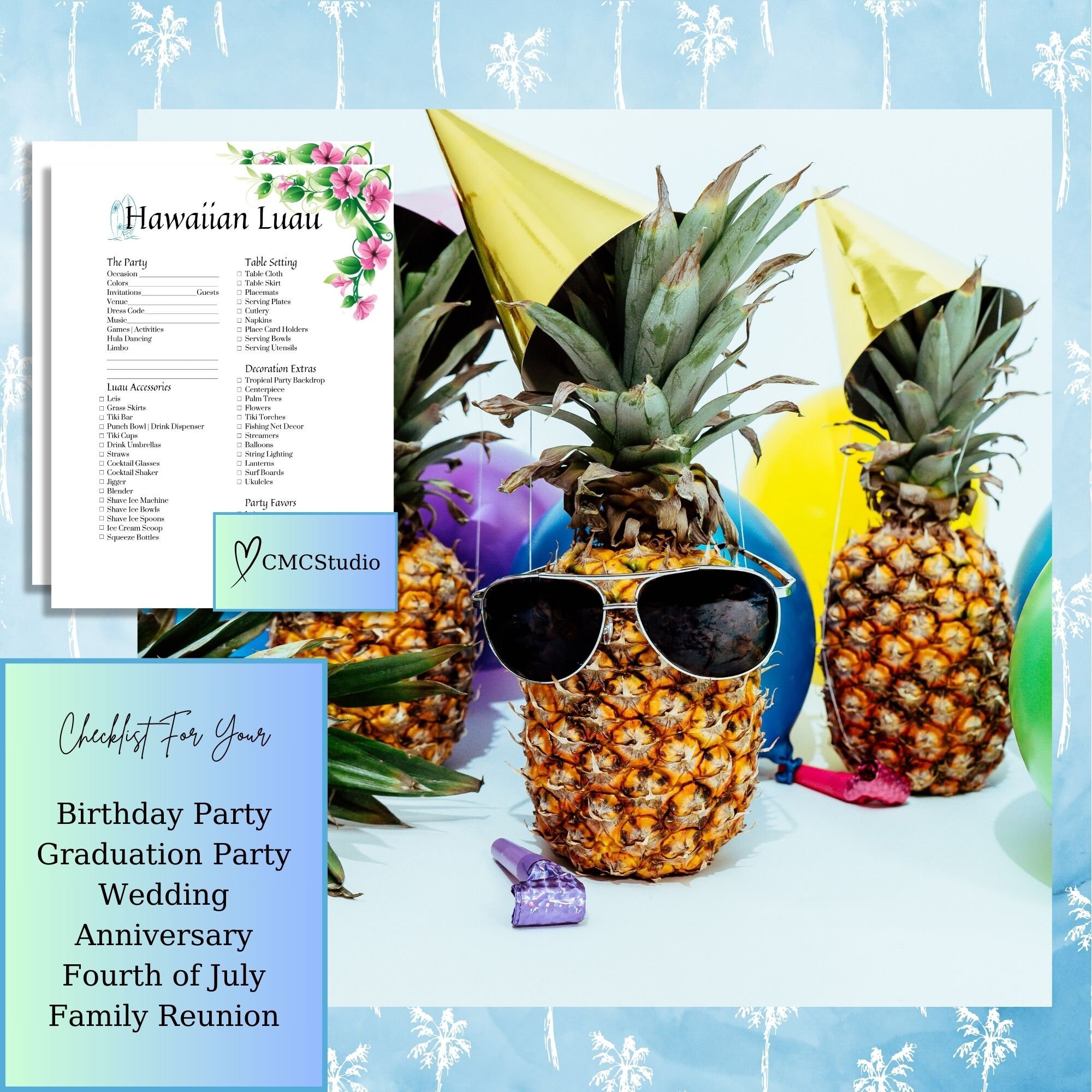 Hawaiian Luau Party Planner Template, Summer Party Checklist, Digital ...
