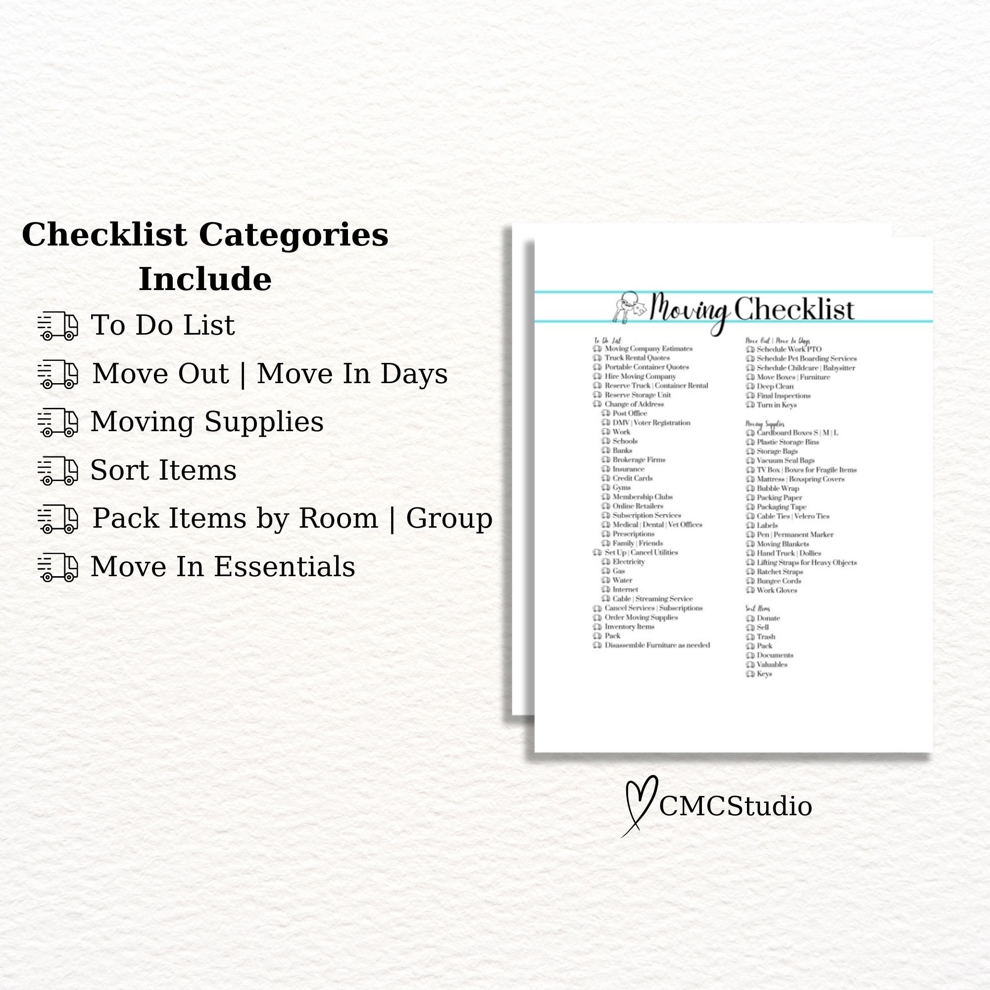 Digital Checklist for Moving, Out of State Move to Do List Printable ...