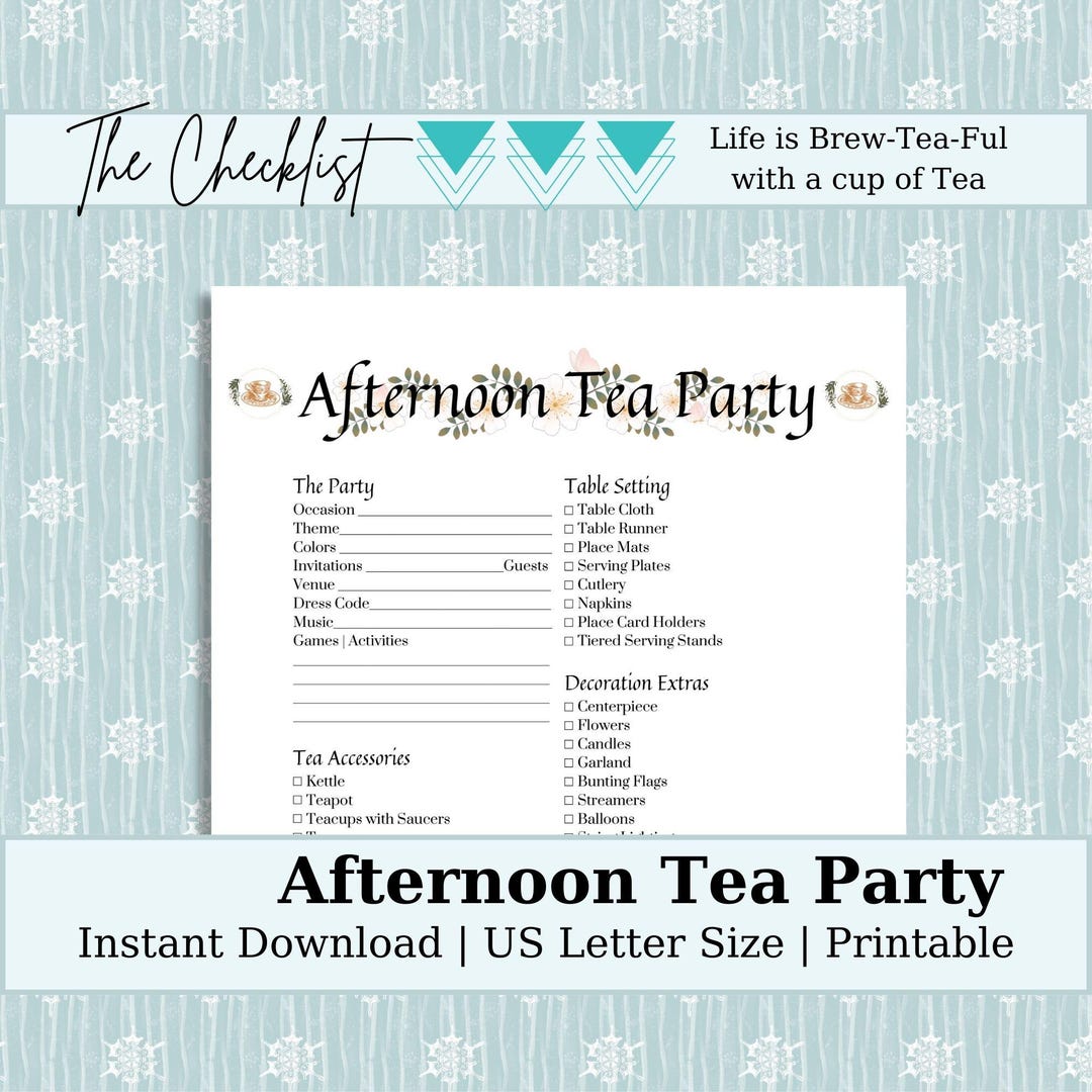 Afternoon Tea Party Planner Template, Checklist for the Ultimate ...