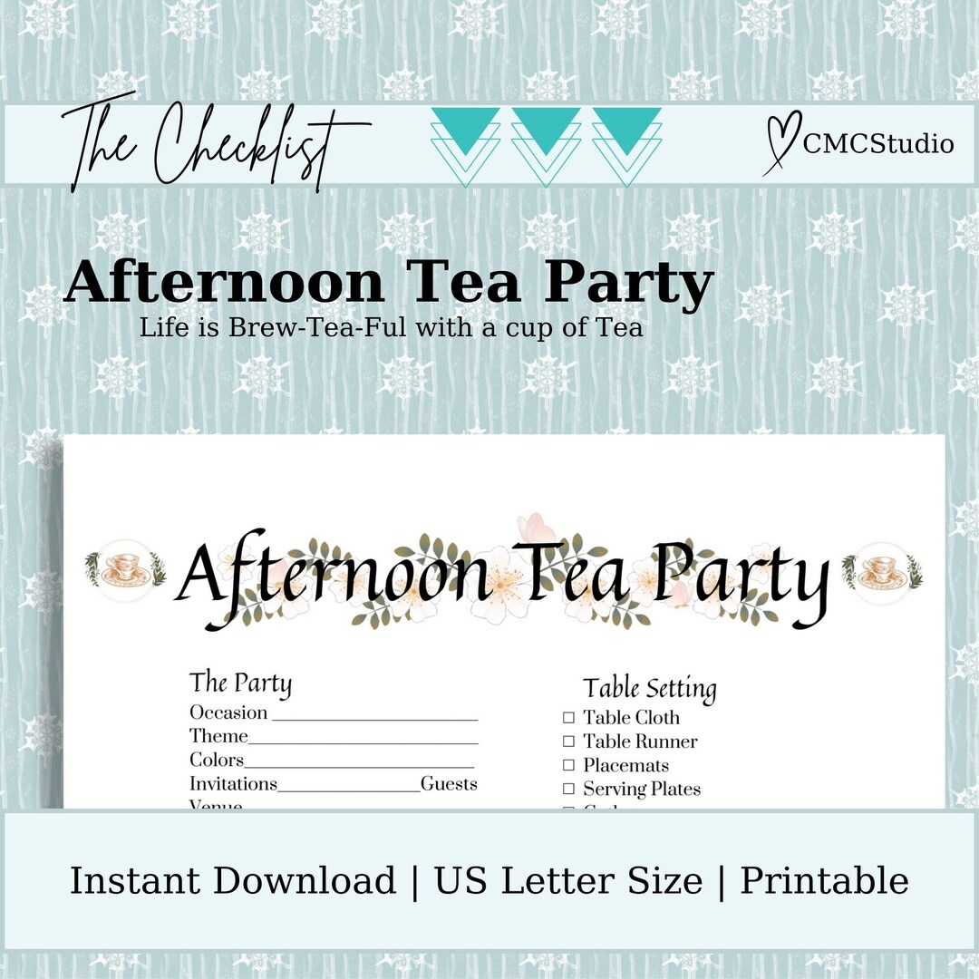 Afternoon Tea Party Planner Checklist Template, Planner for the ...