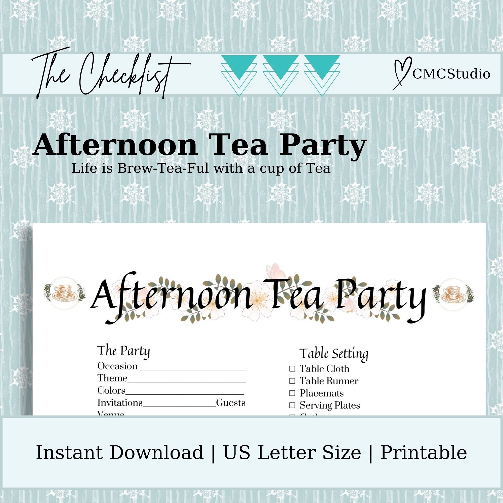 Afternoon Tea Party Planner Checklist Template, Planner for the ...