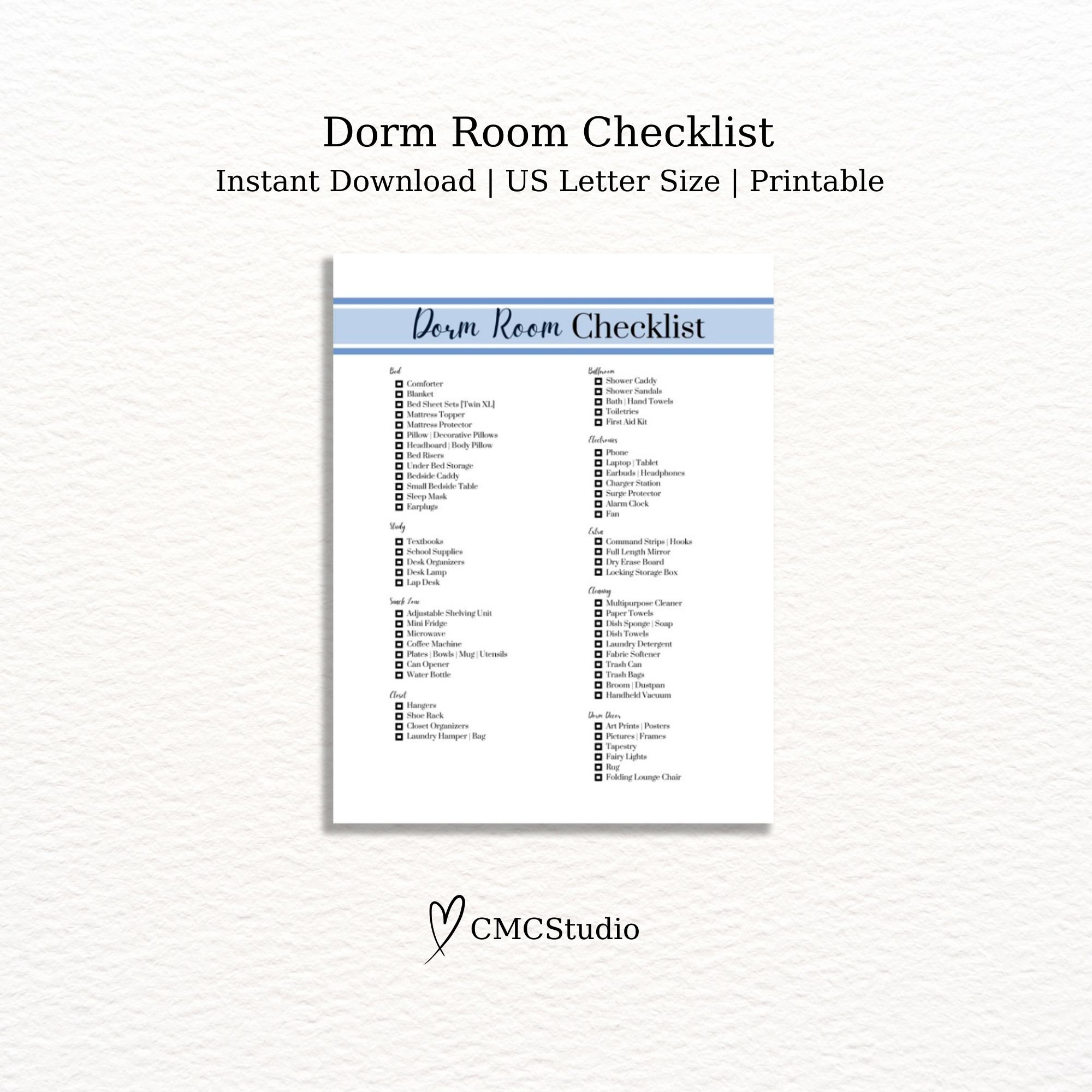College Dorm Checklist Dorm Essentials for Freshman Move in University ...