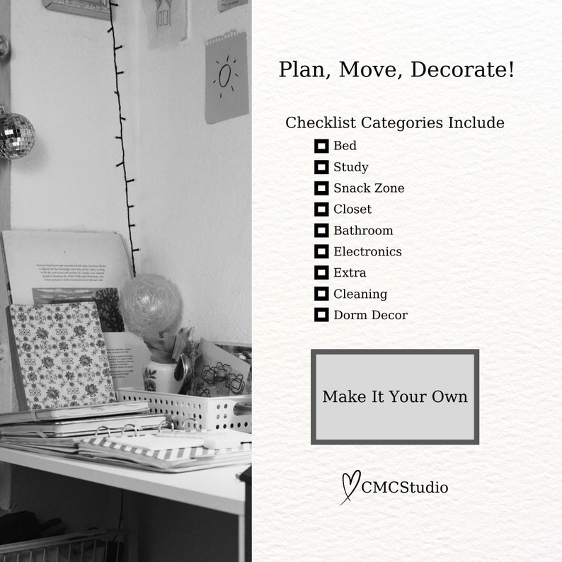 Dorm Room Checklist for Freshmen, Dorm Room Essentials for University ...