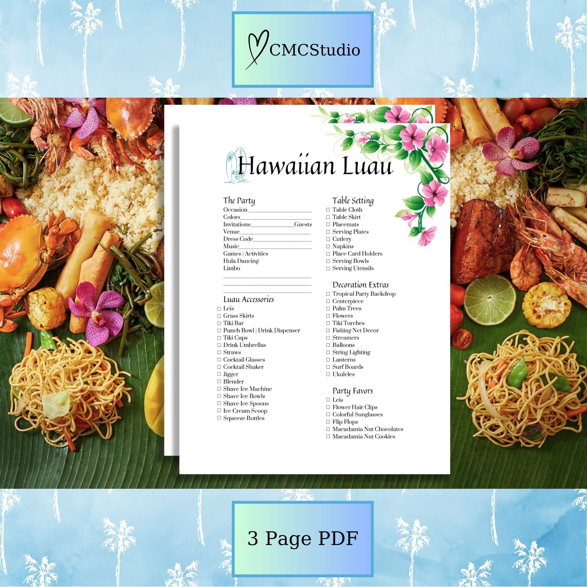 Hawaiian Luau Party Planner Template, Summer Party Checklist, Digital ...