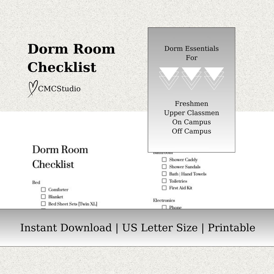 College Dorm Room Essentials Checklist for Freshmen and University ...