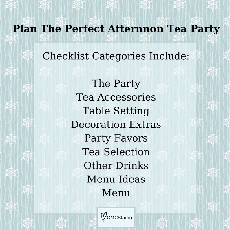 Afternoon Tea Party Planner Checklist Template, Planner for the ...