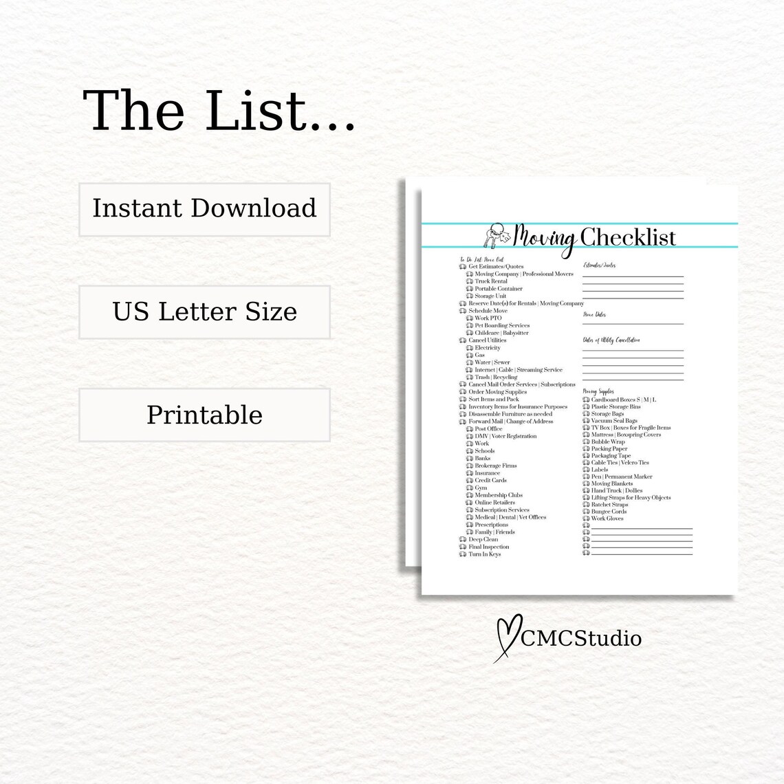 Digital Checklist for Moving, Out of State Move to Do List Printable ...