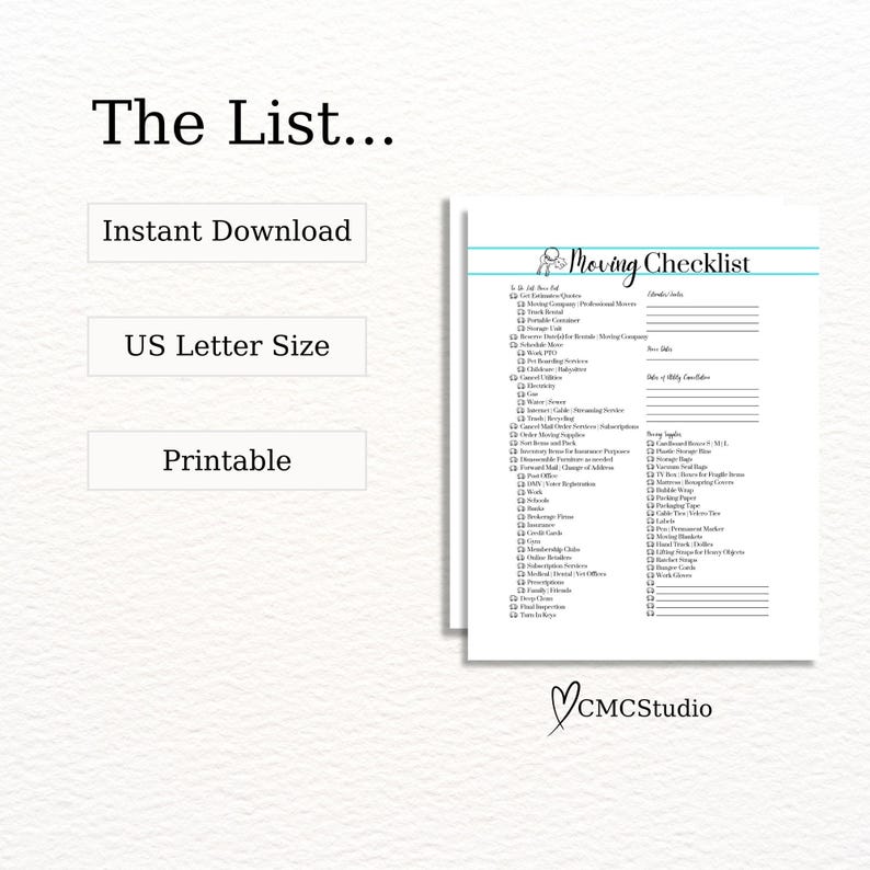 Digital Checklist for Moving, Out of State Move to Do List Printable ...