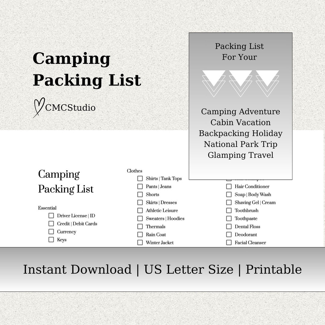 Camp Packing Essentials for Campground, National Park, Backpacking, or ...